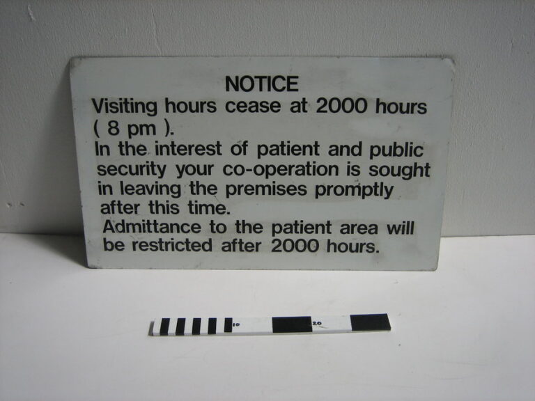 Hospital Sign – “Visiting Hours Sign” – PropCo